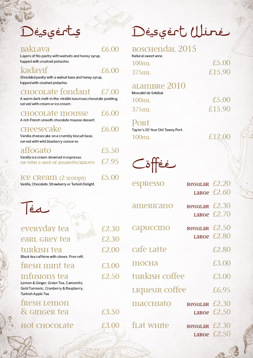 Menu - Fez Petersfield